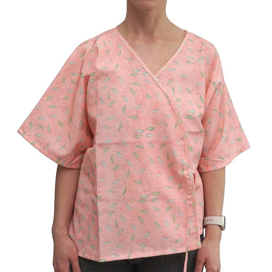 Mammography Gown Cape 23 x 62 Open Front, 1 Tie Overlap, Leaf Print ...